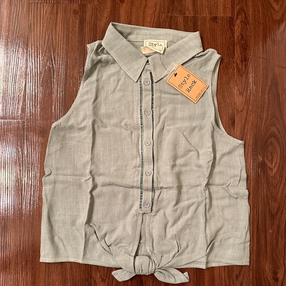 Tops | Sage Green Button Down Crop Top | Poshmark